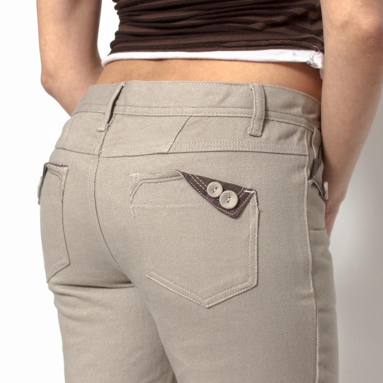 90s Low-Rise Beige Pants by Demain. Deadstock new... | Depop