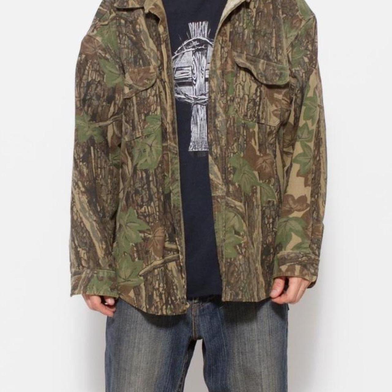 Real tree camo jacket by Deerskin. Green brown bark... | Depop