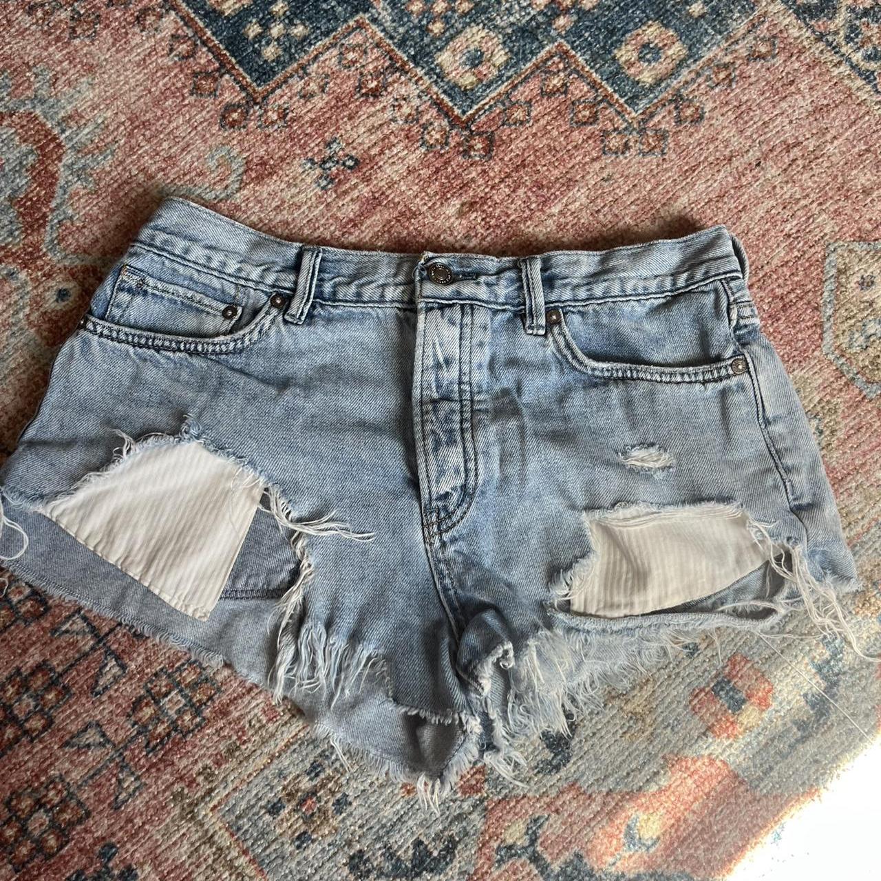 free people low rise ripped jeans shorts | Depop