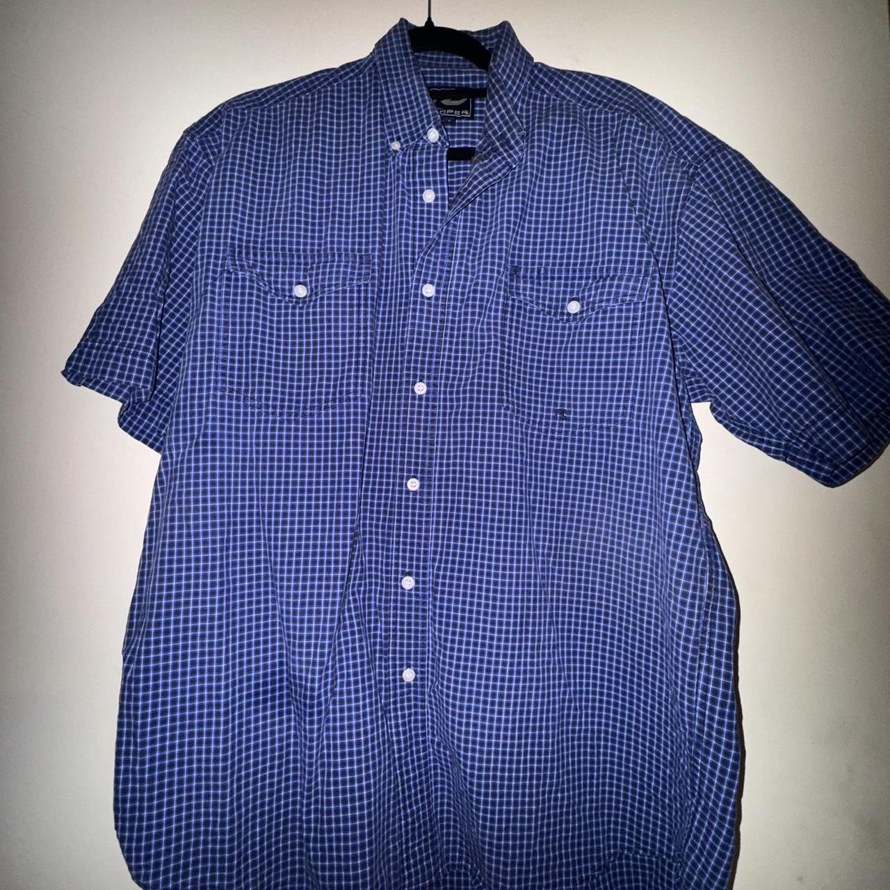 Roper Brand men’s Blue and White Check Button up... - Depop