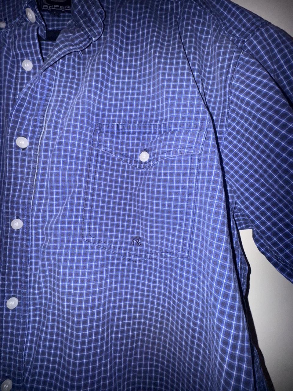 Roper Brand men’s Blue and White Check Button up... - Depop