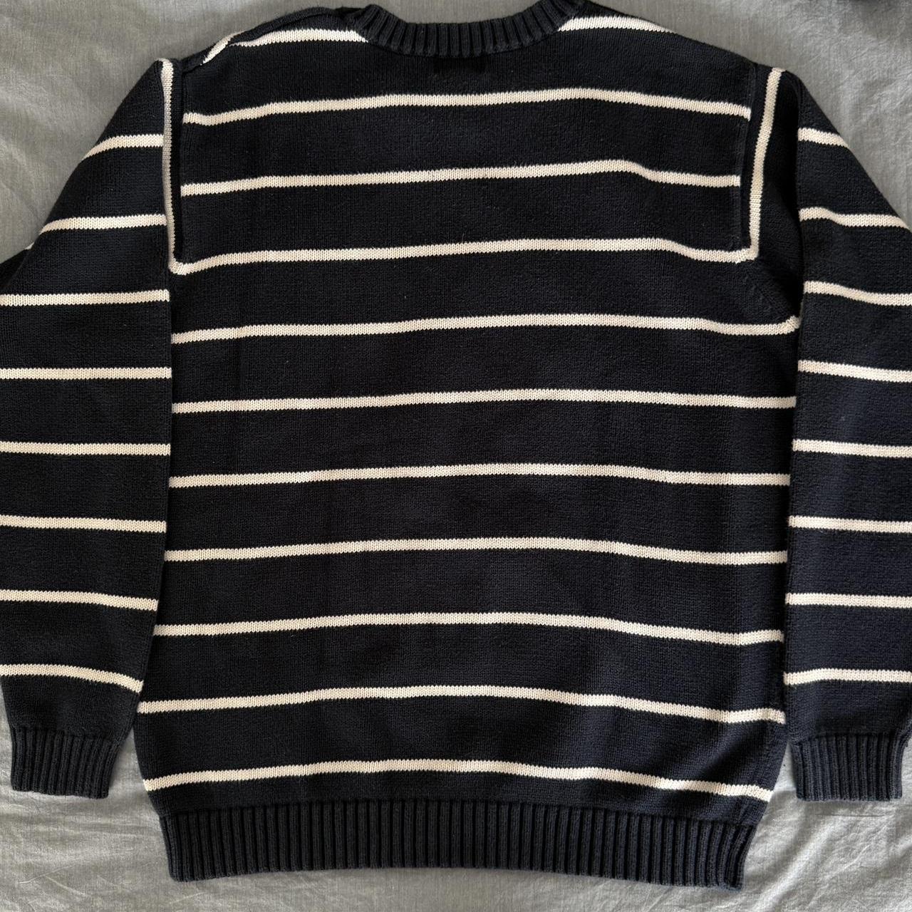 LL Bean navy & white striped crewneck sweater. 100%... | Depop