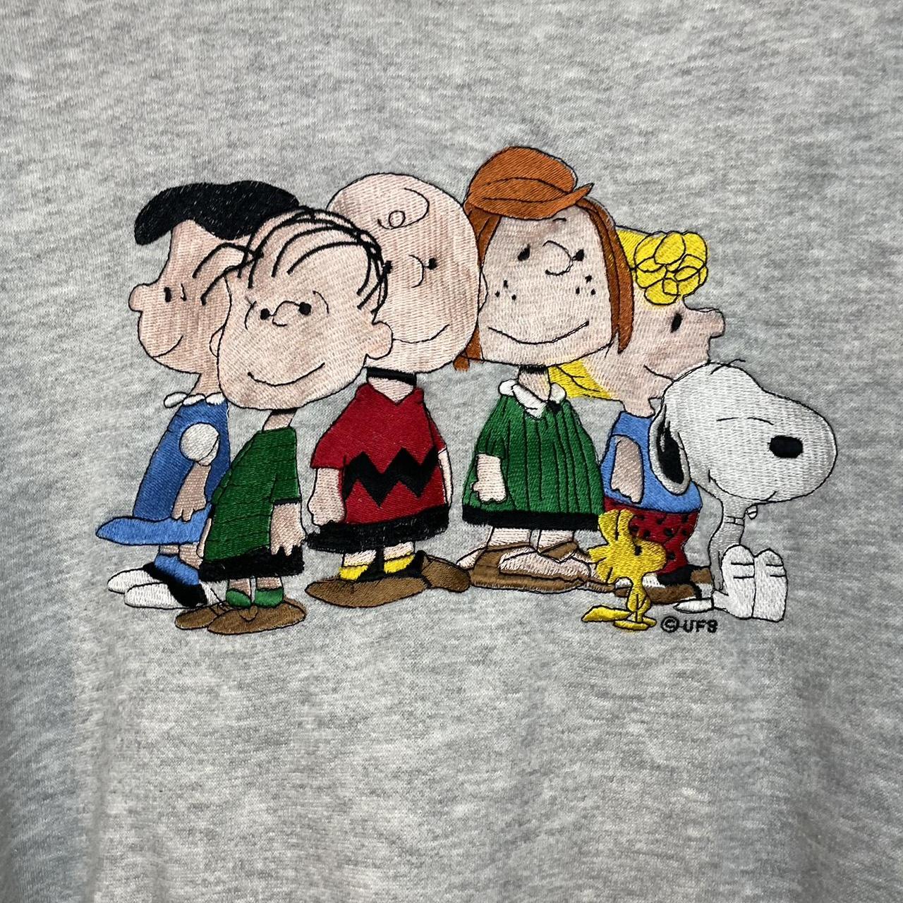 Vintage 90s Snoopy Peanuts Schultz Grey Sweater In... | Depop