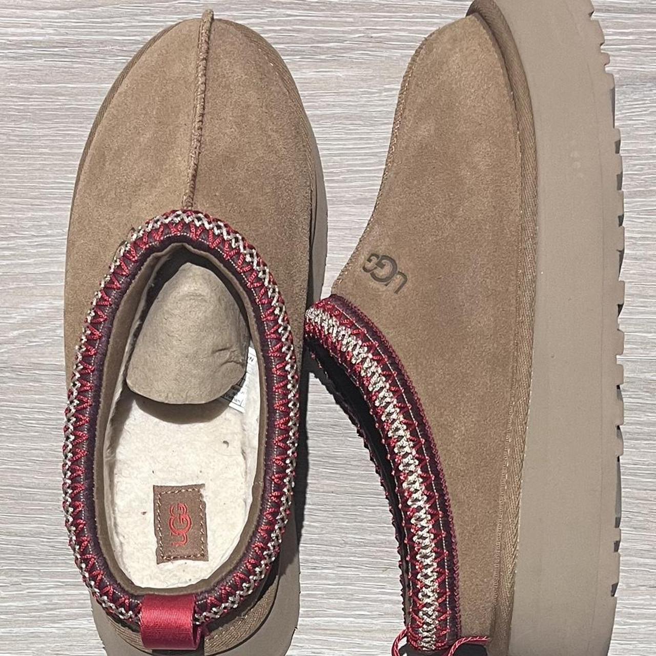 ugg red tazz chestnut platform slippers worn once | Depop