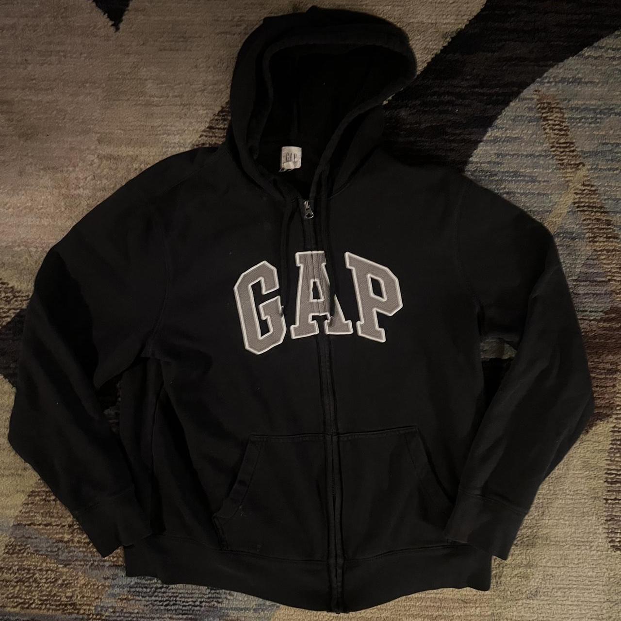 Black Gap zip up hoodie Stains shown in... | Depop