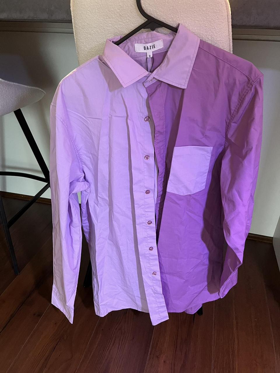Oversized two-tone button down purple shirt Brand:... - Depop