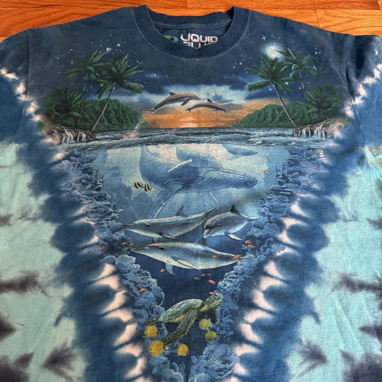 Liquid Blue Ocean Animals tie-dye tee #oceanvibes... | Depop