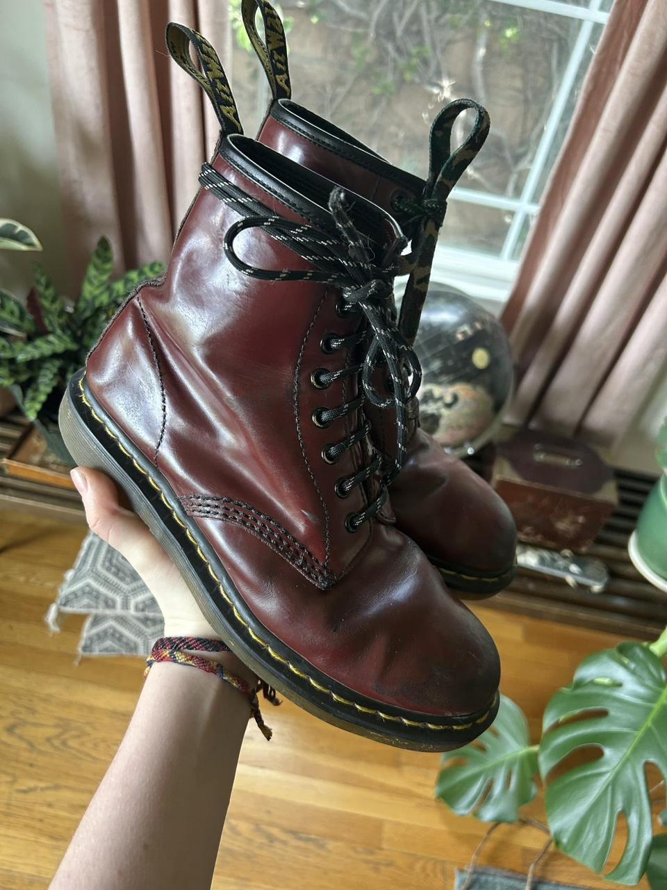 Dr. Marten Cherry Red 1460 Smooth Leather Lace Up... - Depop