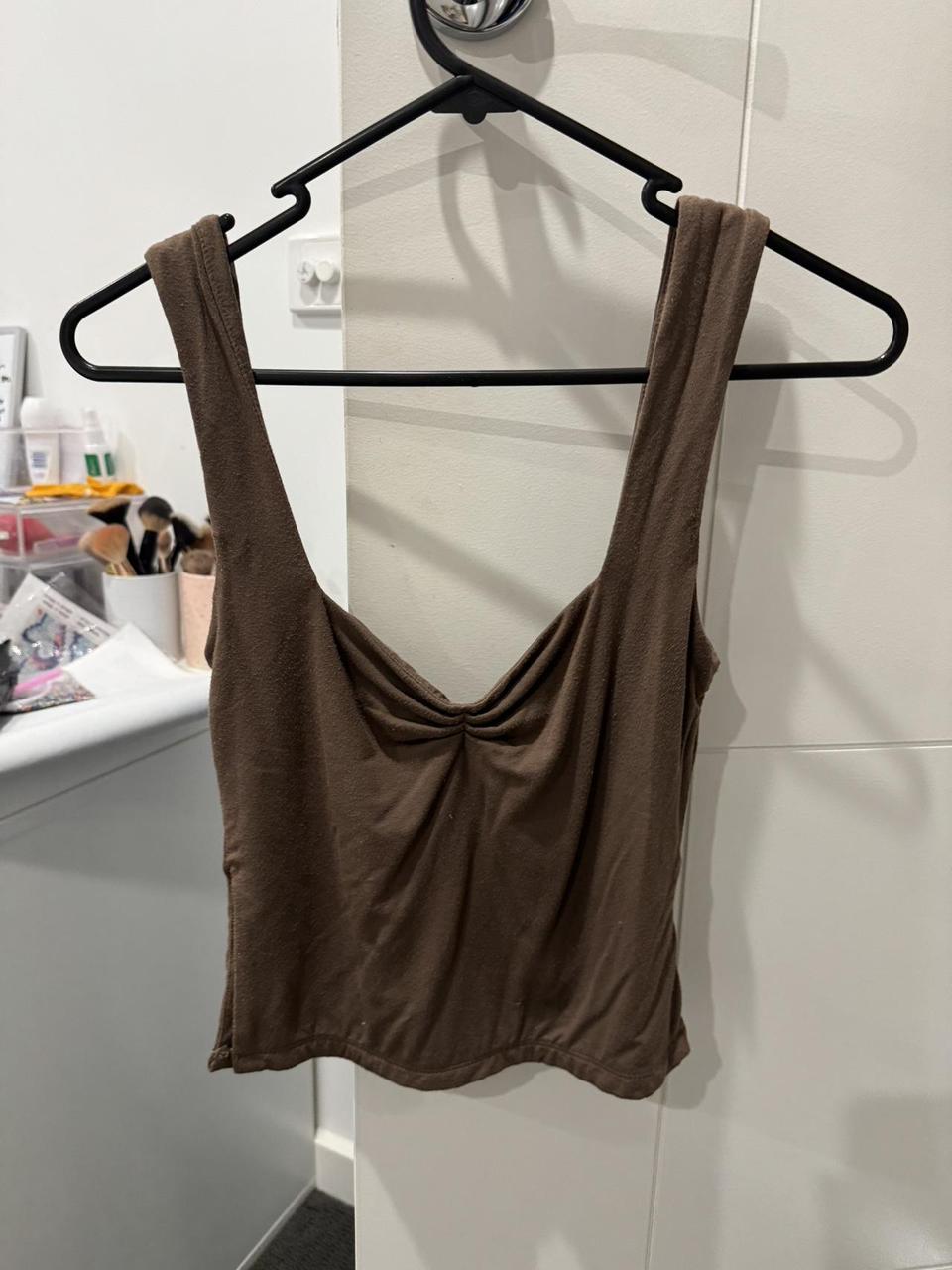 white fox tank dark brown little mark barely noticeable - Depop