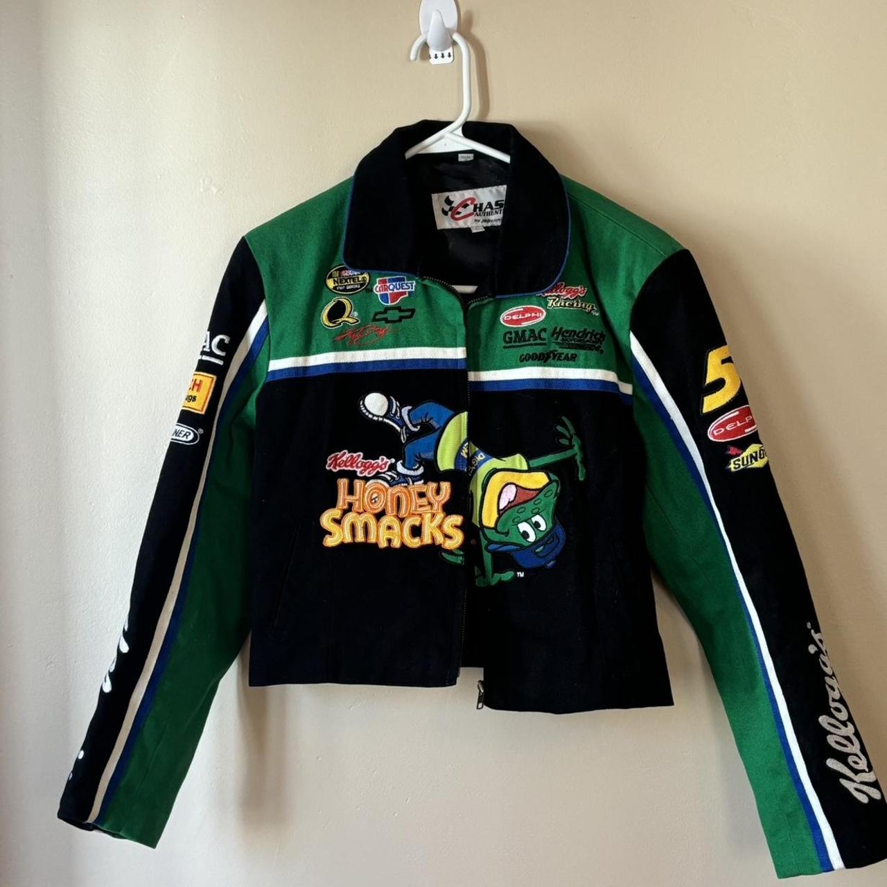 Black and green Dale Earnhardt Jr. racing jacket... | Depop