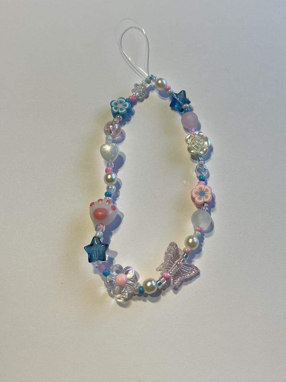 beaded phone charm 💧 handmade beaded accessory for... - Depop