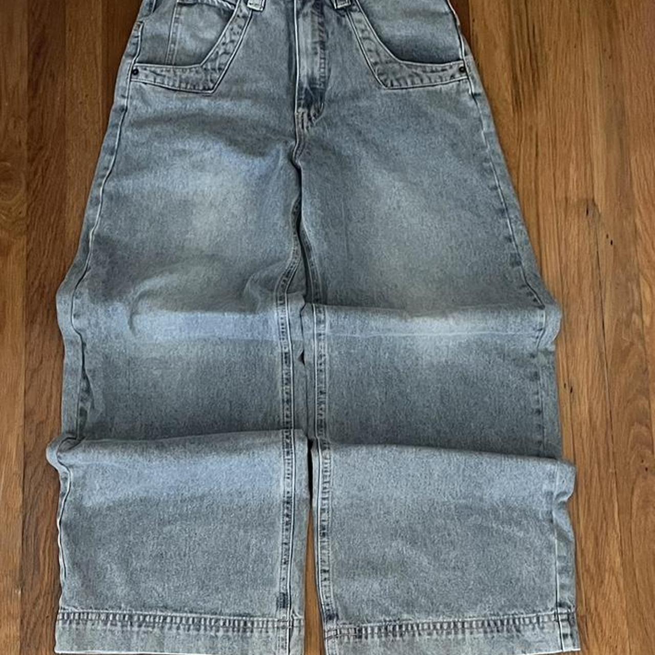 Baggy light blue ALAB jeans pink stitching SOLID ON... | Depop