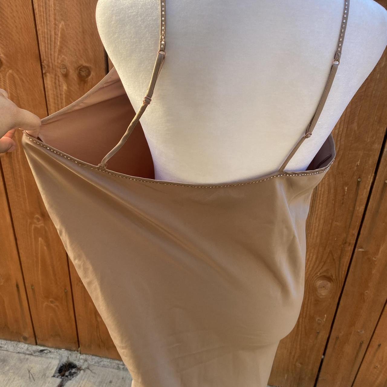 Vintage Valerie Stevens satin light brown slip dress... | Depop