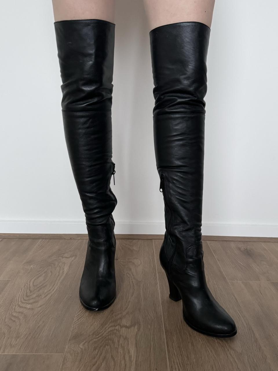 Custom Made thigh high leather boots. 37 EU Made in... - Depop