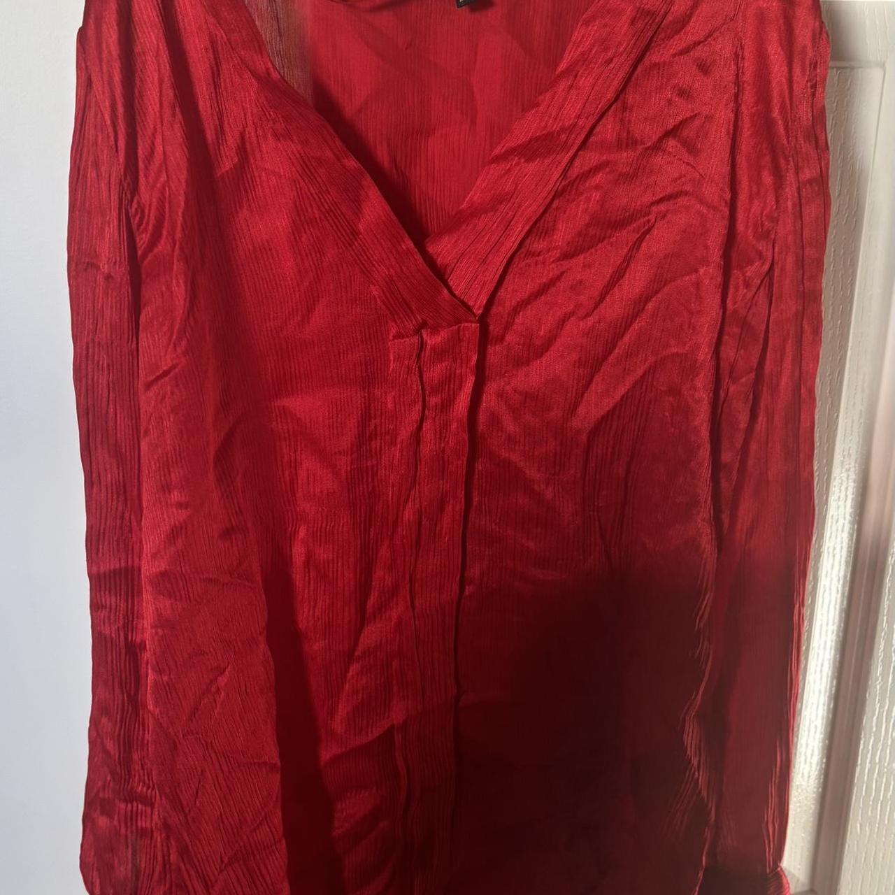 Gorgeous flowy red top massimo dutti Size 36 | Depop