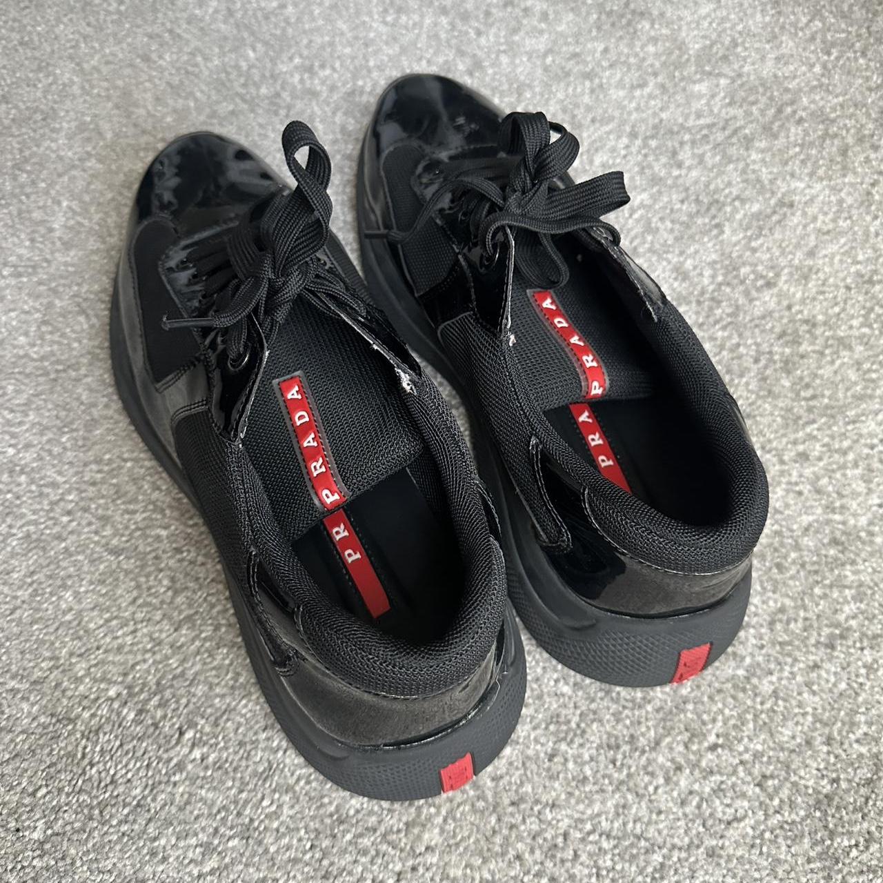 (Men’s 9.5) Prada Cups glossy triple black trainers.... | Depop