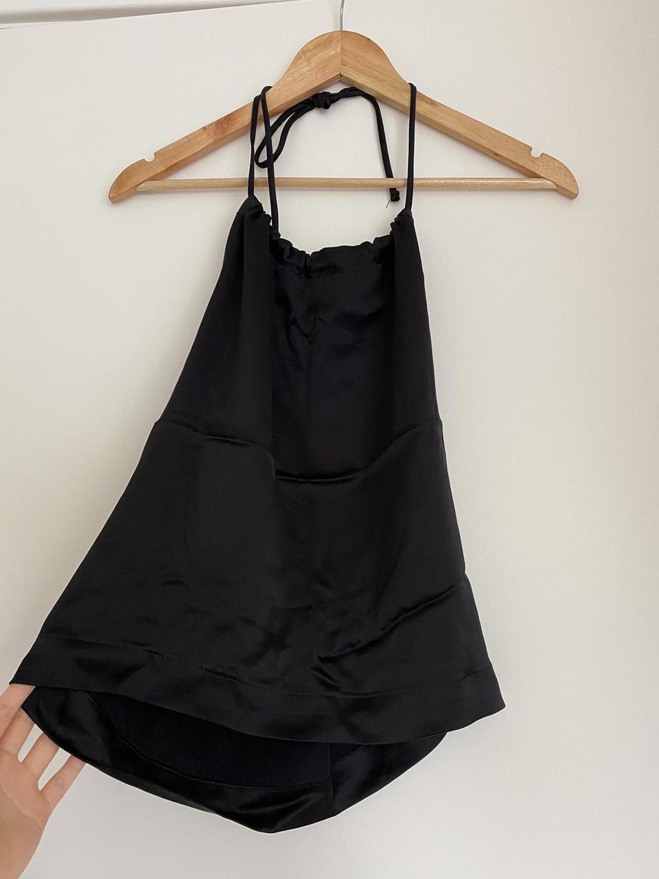 LESET black ruched satin halter top (size S, fits... - Depop