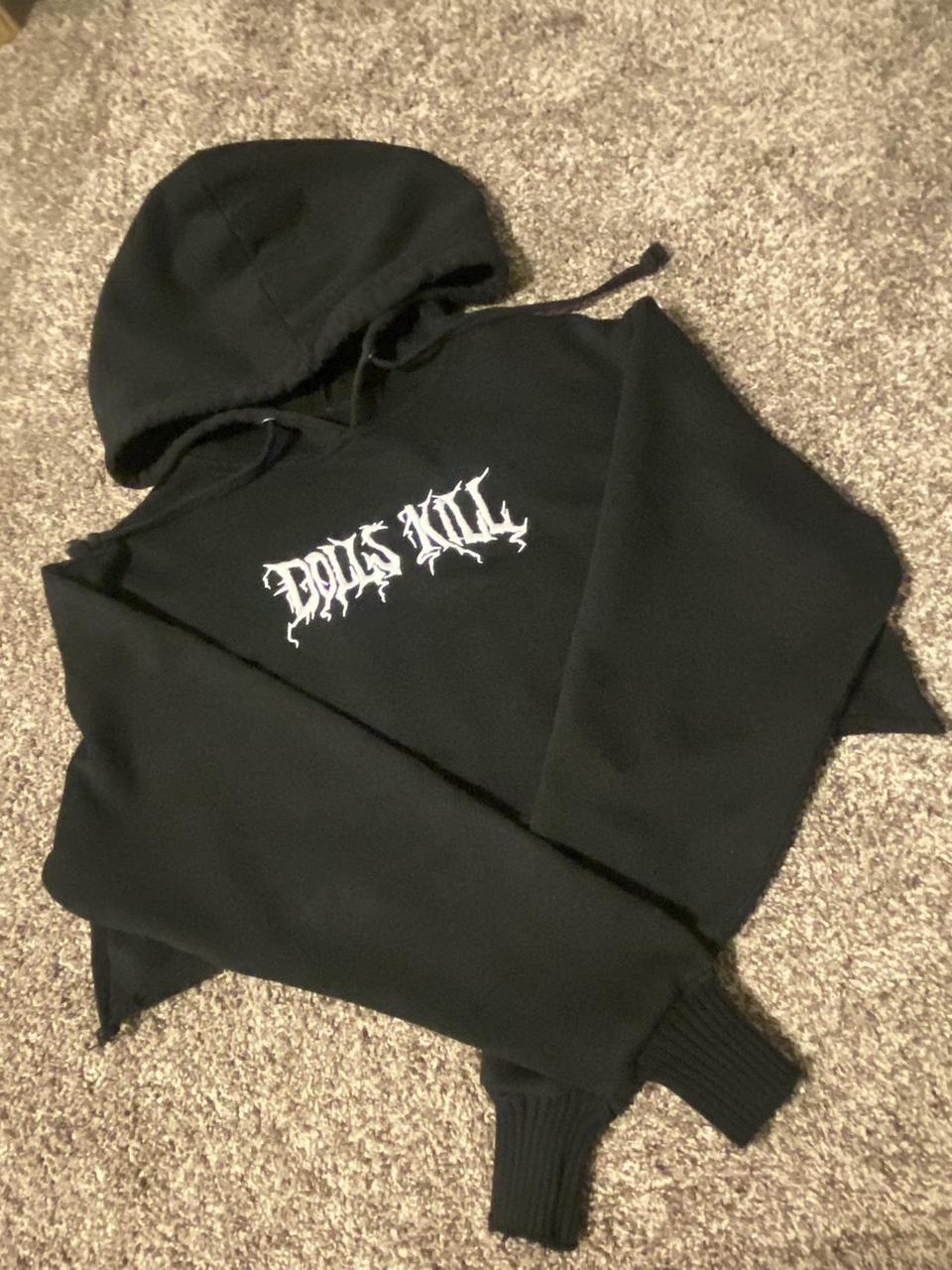 Dolls Kill Crew Merch Raw Hem Crop Hoodie (not sold... - Depop