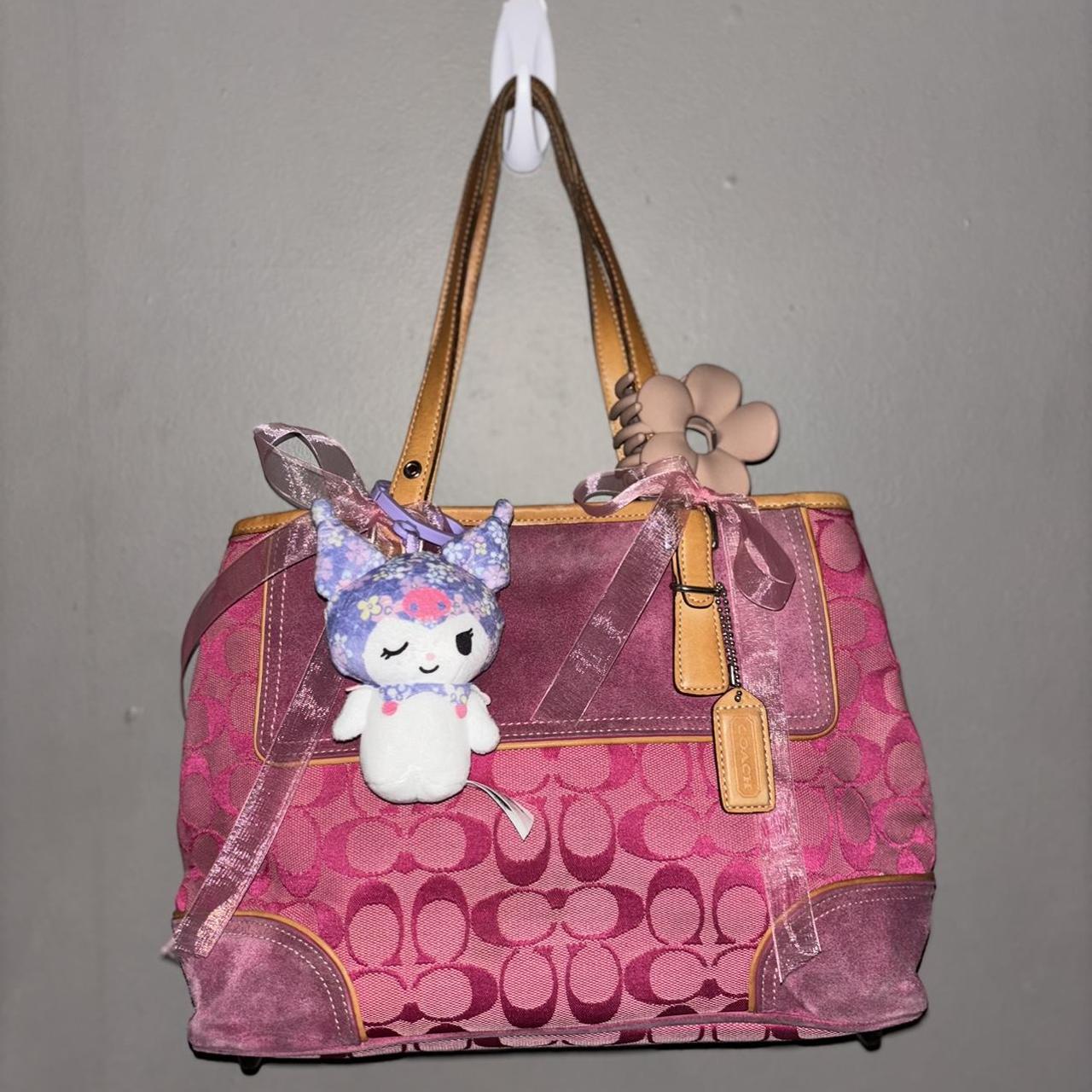 vintage Coach small tote bag in pink, pink canvas... | Depop