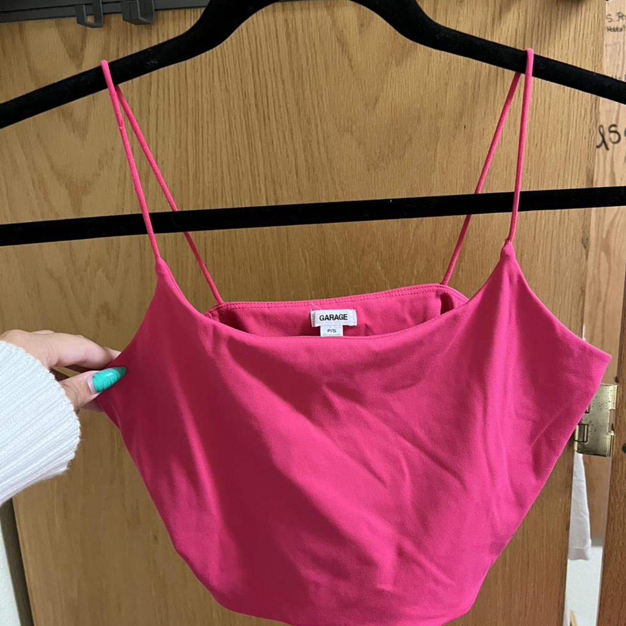 Garage hot pink cropped tank top size small, worn... | Depop