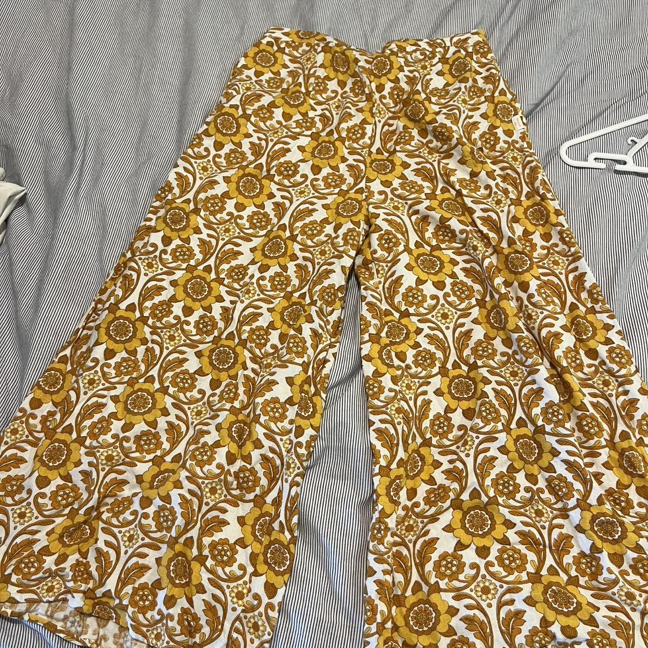 Ghanda Pants floral Wide leg Size s | Depop