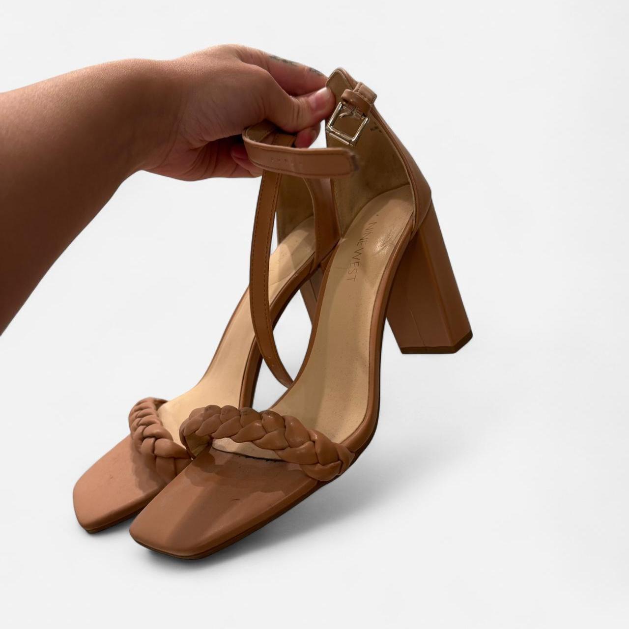 Nine West Tan block heel sandals 👡 Size 8... | Depop