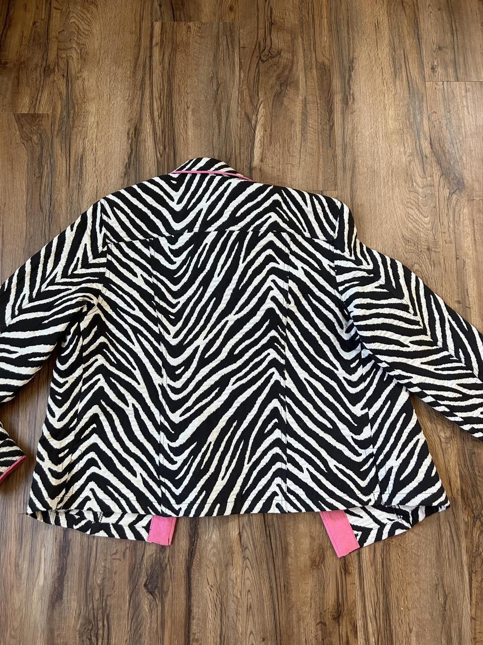 Vintage pink and zebra print denim style jacket /... - Depop