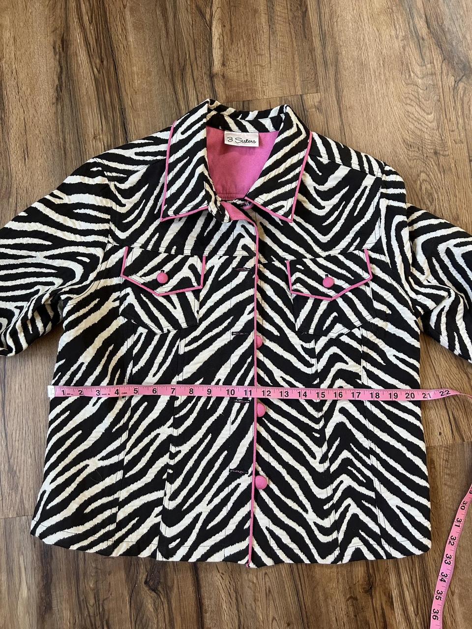 Vintage pink and zebra print denim style jacket /... - Depop