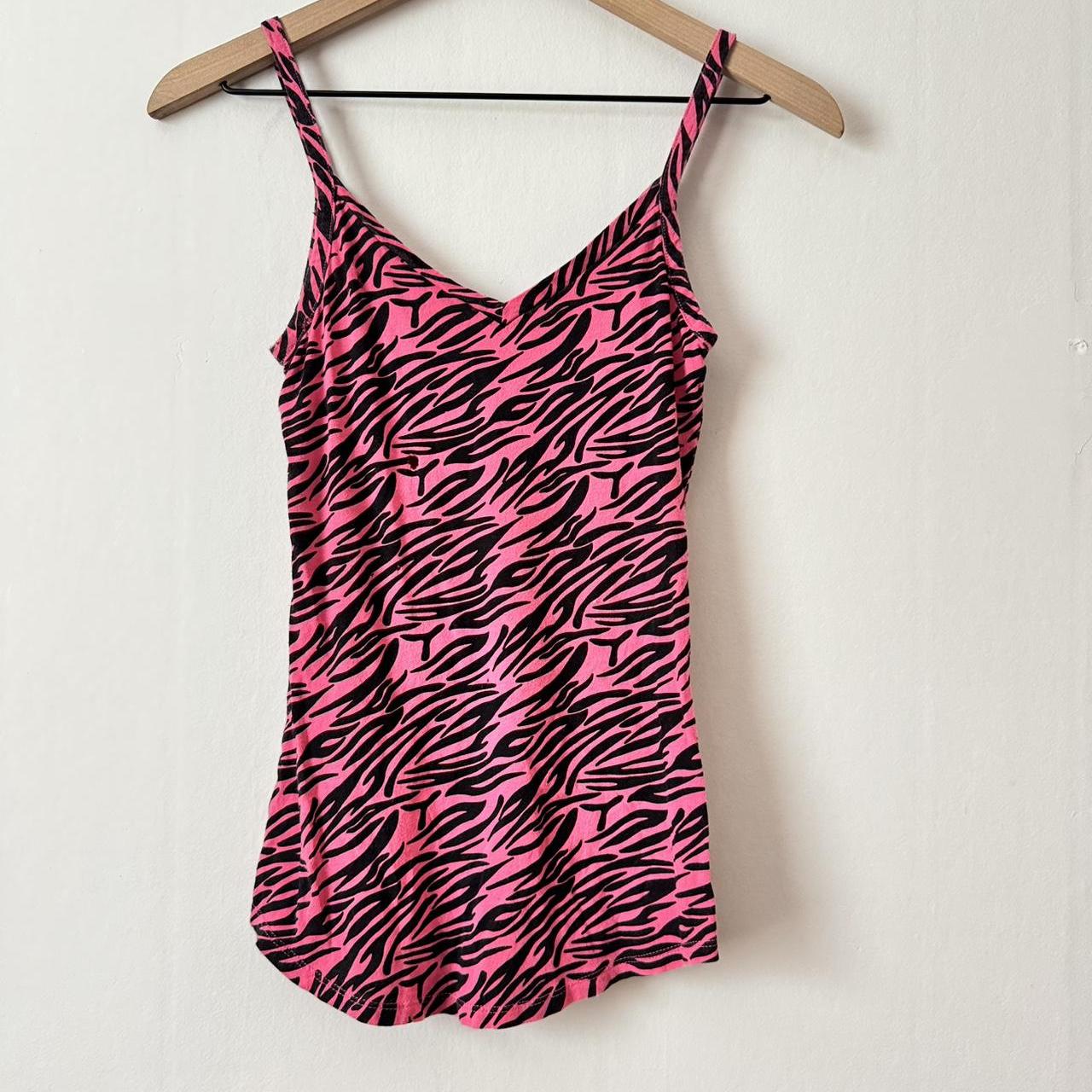 Pink zebra print cami top with a cute, retro vibe... | Depop