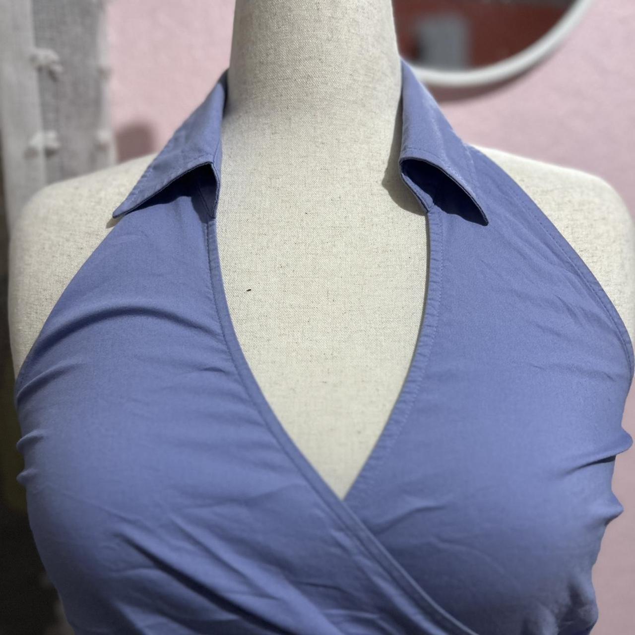 Blue halter top with collar -vintage express... | Depop