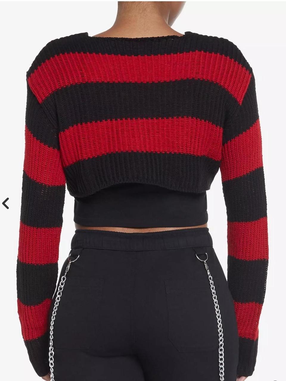 Hot Topic Social Collision red and black striped... - Depop