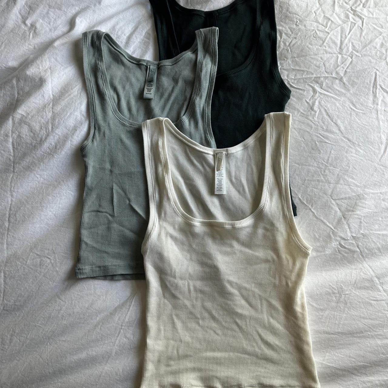 Skims Size Small Dark Green, Cream, and Light Blue... | Depop
