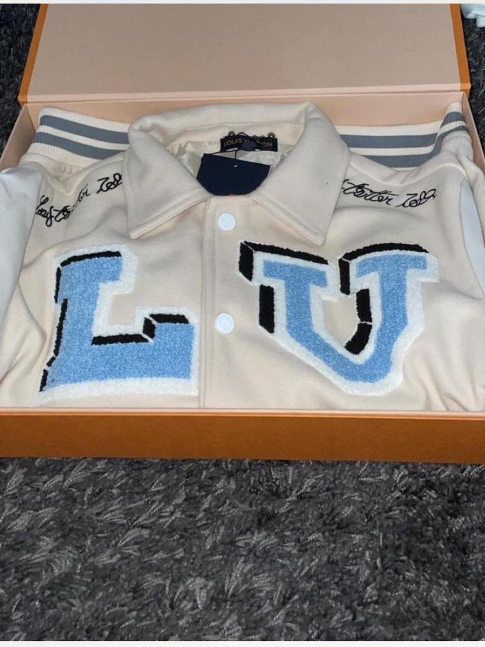 brand new lv varsity jacket with tags and box never... - Depop