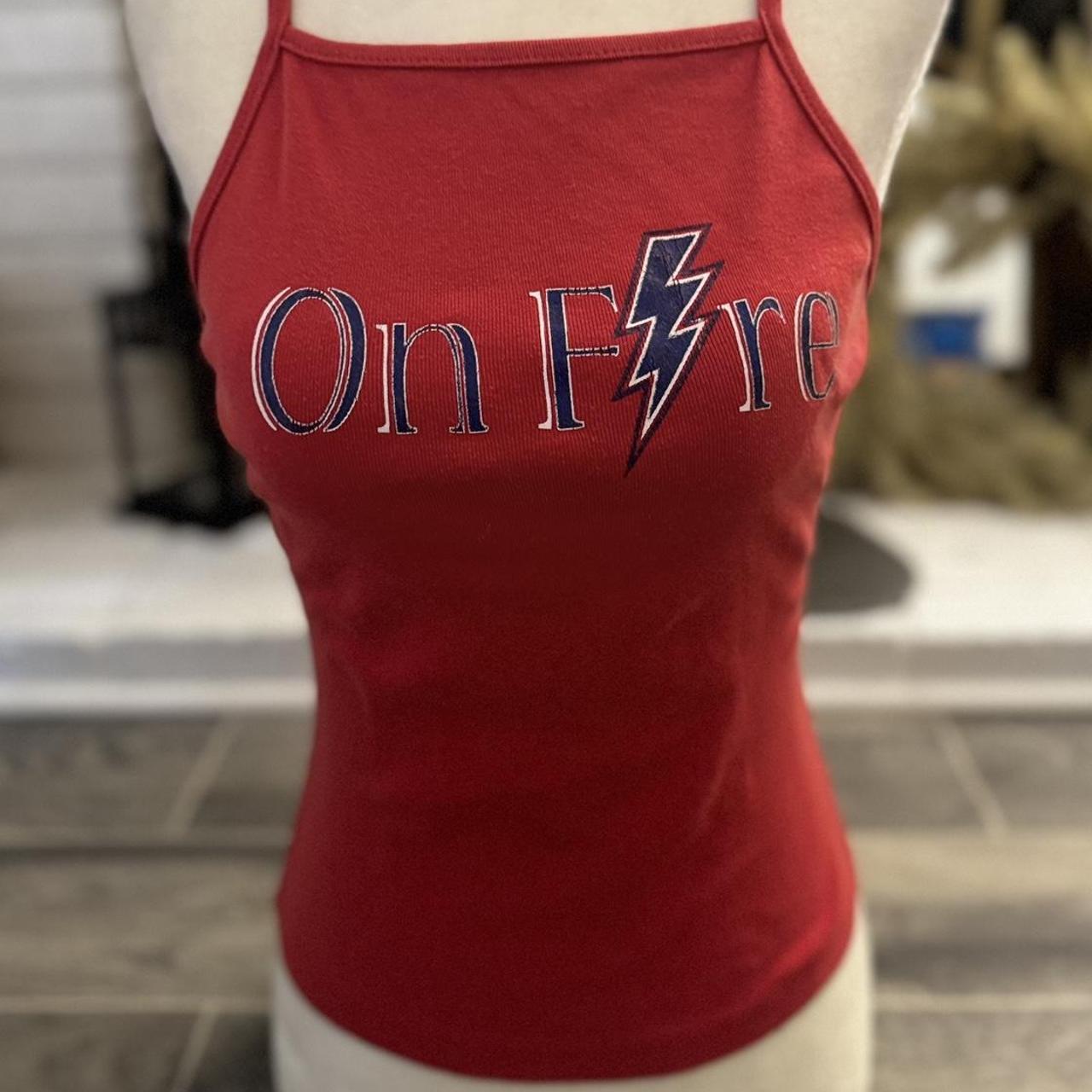 Red and blue On Fire tank top #y2k #grunge #70s | Depop