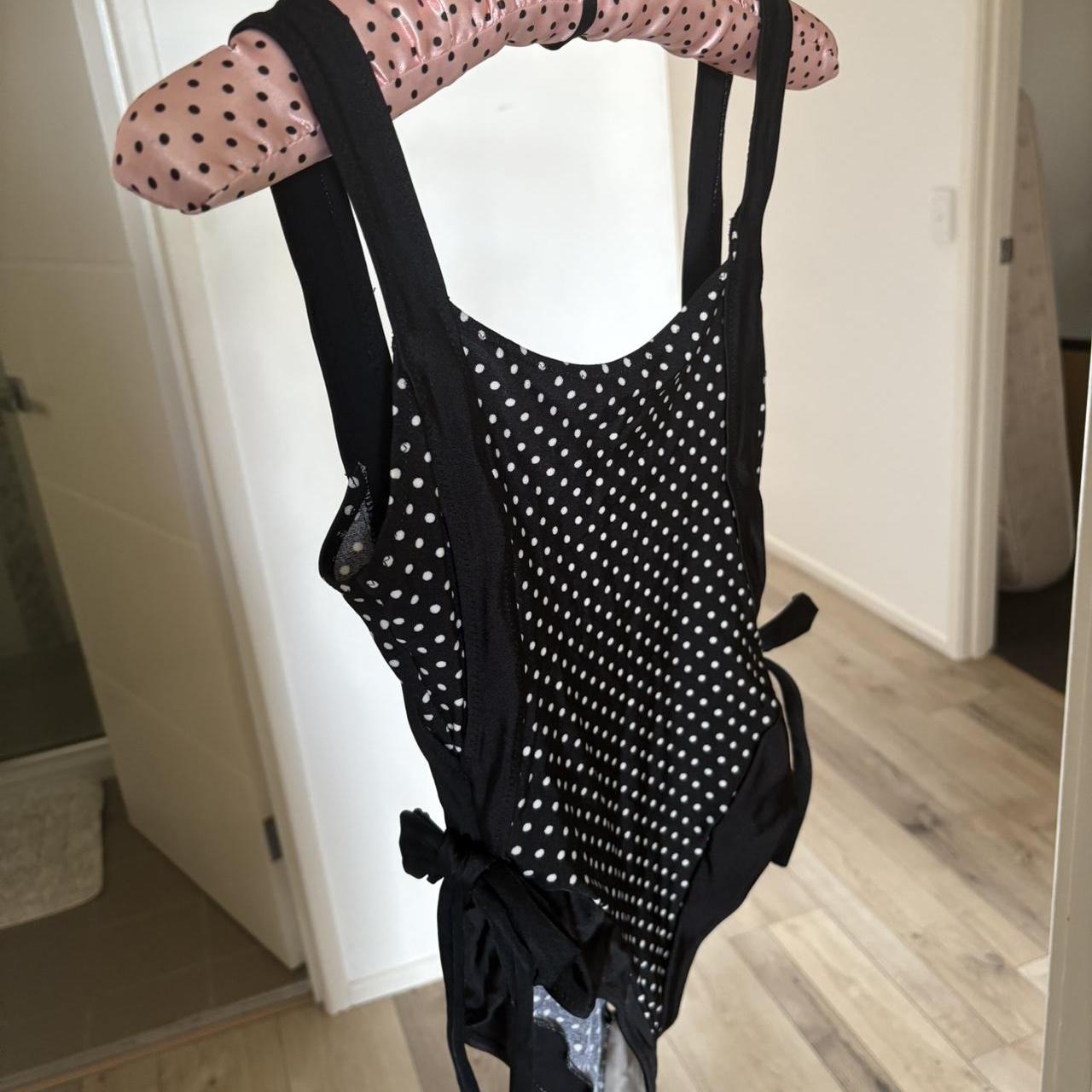 vintage onepiece swimsuit Black polka dots Bow... | Depop