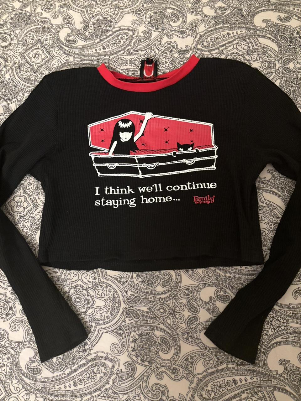 Super cute Emily the Strange cropped thermal long... - Depop