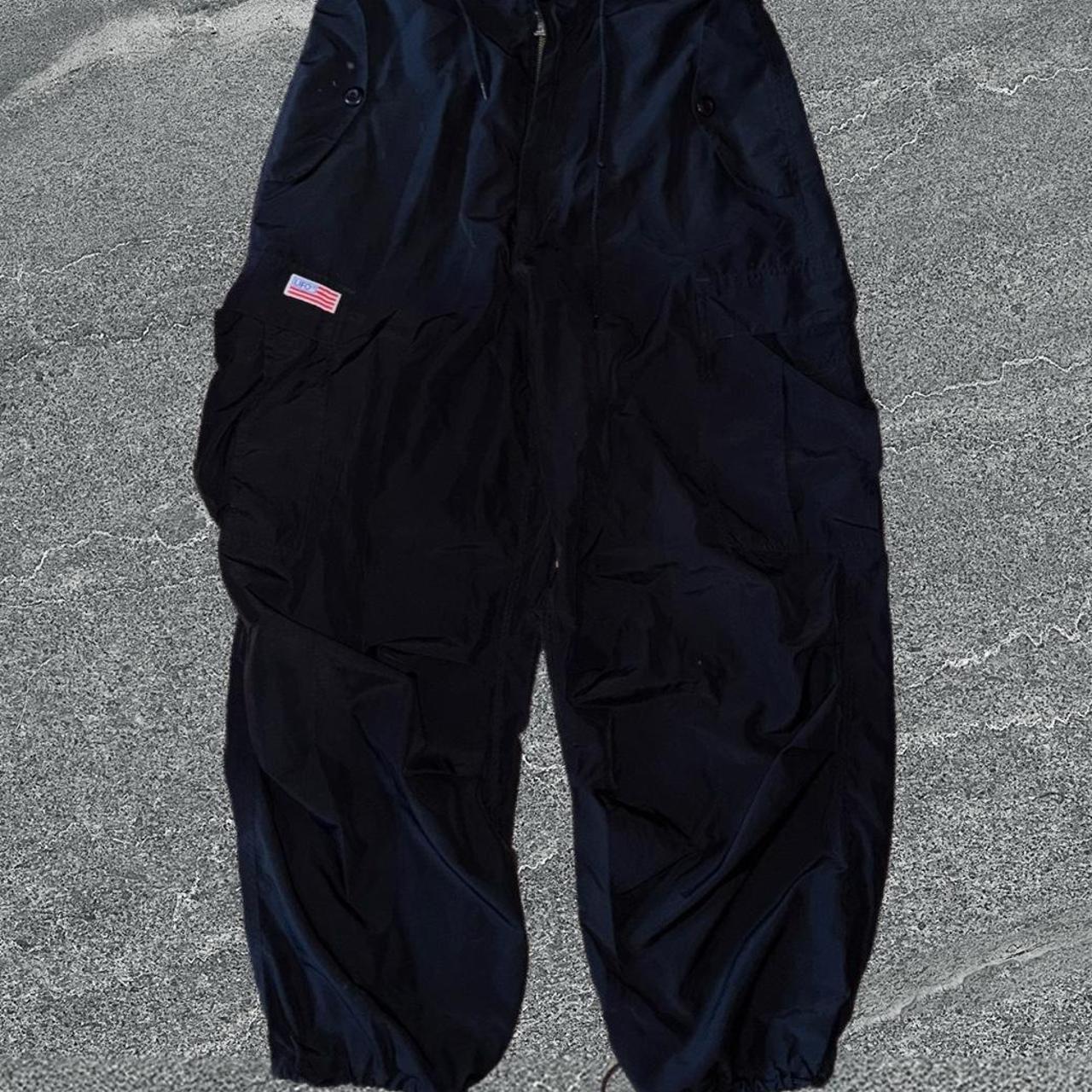 Black original UFO baggy cargo rave pants with... | Depop