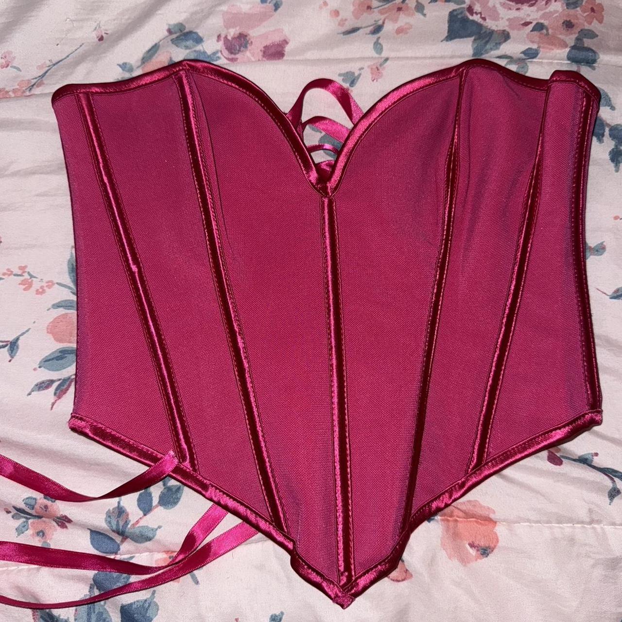 Cute pink corset adjustable back xs New without tags - Depop