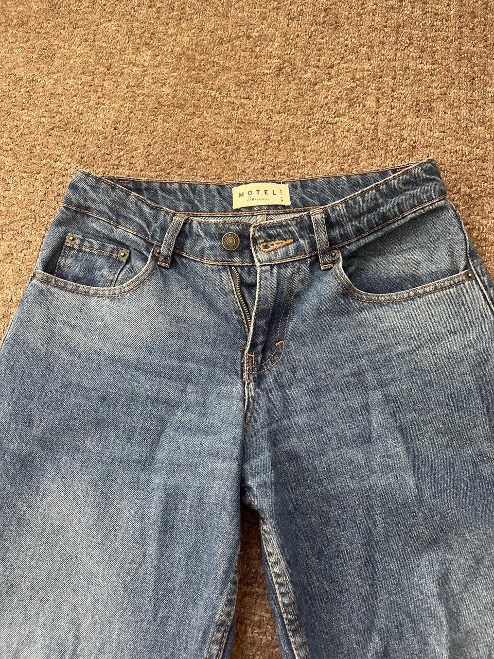Roomy extra wide low rise jeans in mid blue... - Depop
