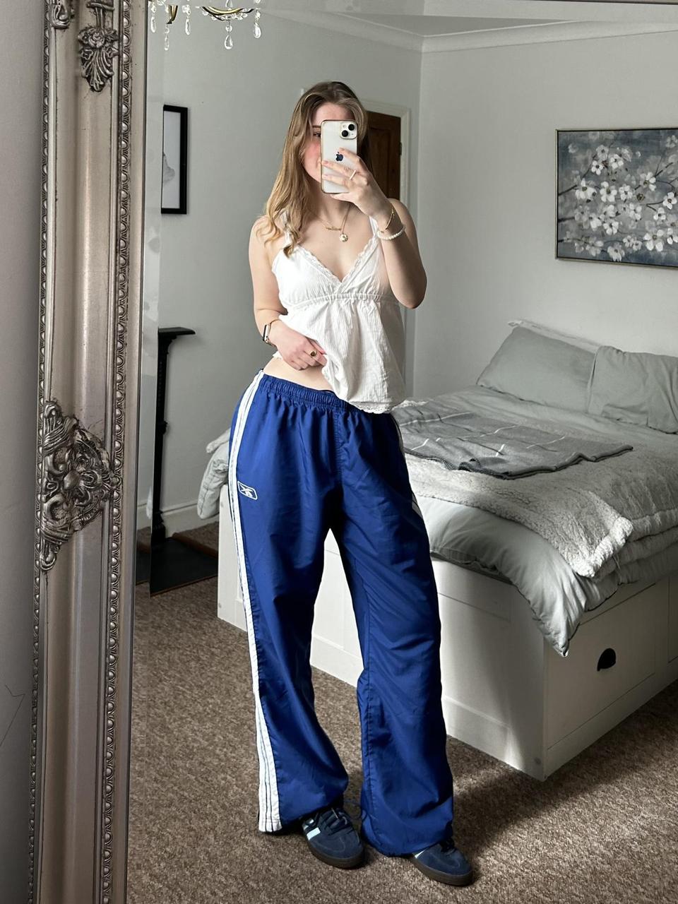 Vintage reebok stripe wide leg trackies ️ Great... - Depop