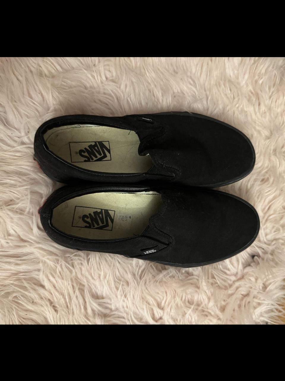 all black slip on vans size 10 women’s, great... - Depop