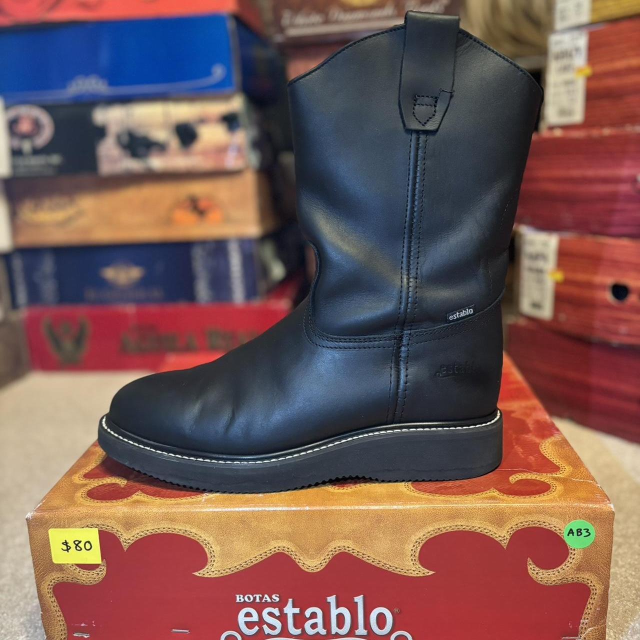 Botas Establo - Men’s Black Leather Cowboy Boots /... | Depop