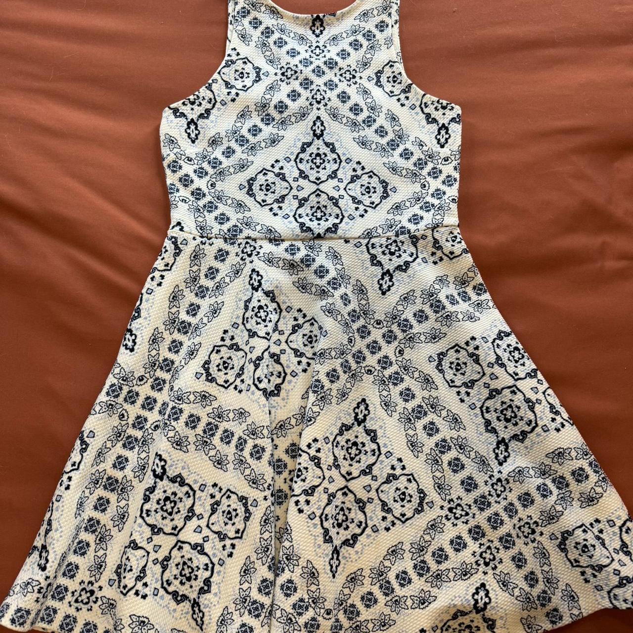 Blue and white patterned skater dress from Aeropostale | Depop