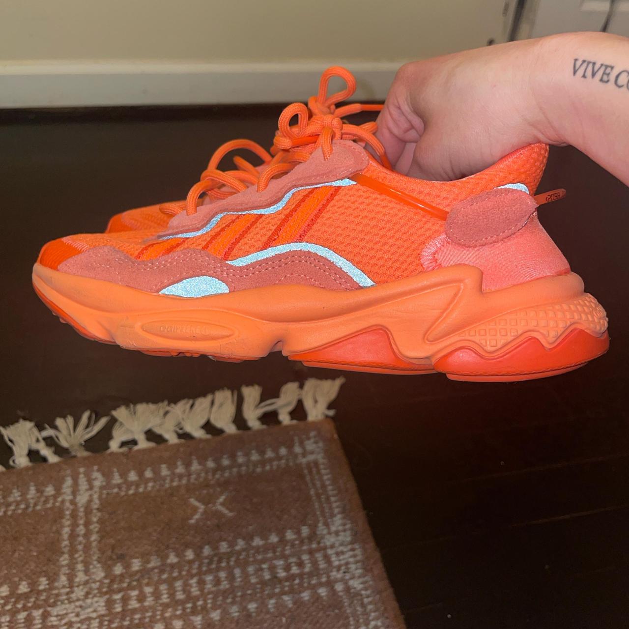 Bright orange adidas running shoes Women’s size 5 | Depop