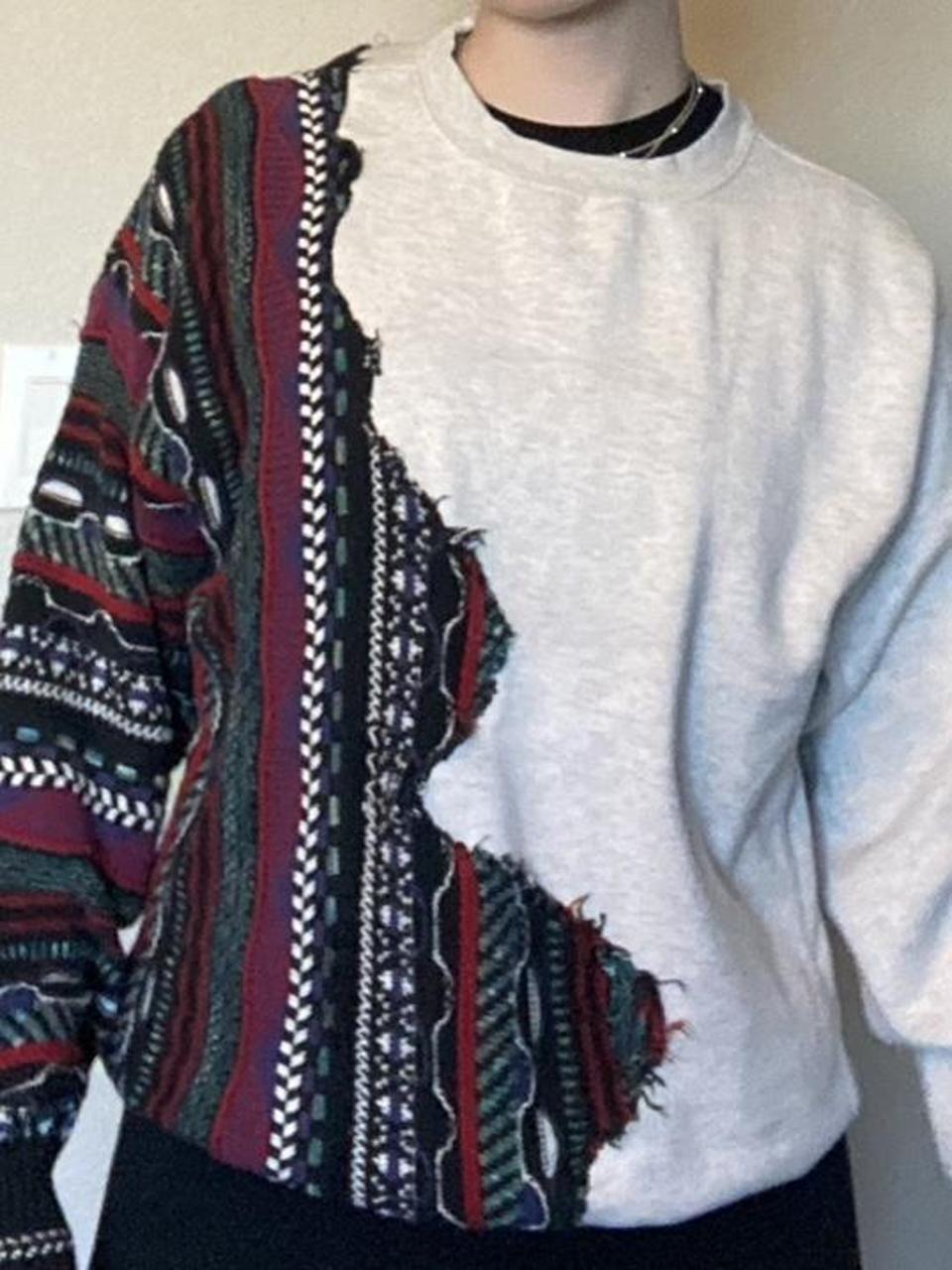 Reworked half coogi-style sweater half crewneck. (A... - Depop