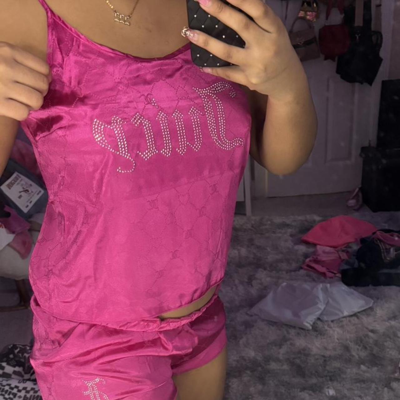 Pink Juicy Couture 2-piece set with rhinestone... | Depop