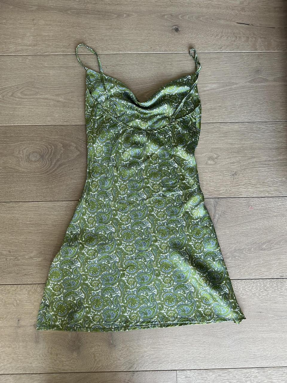 Subdued green slip dress new with tags - Depop