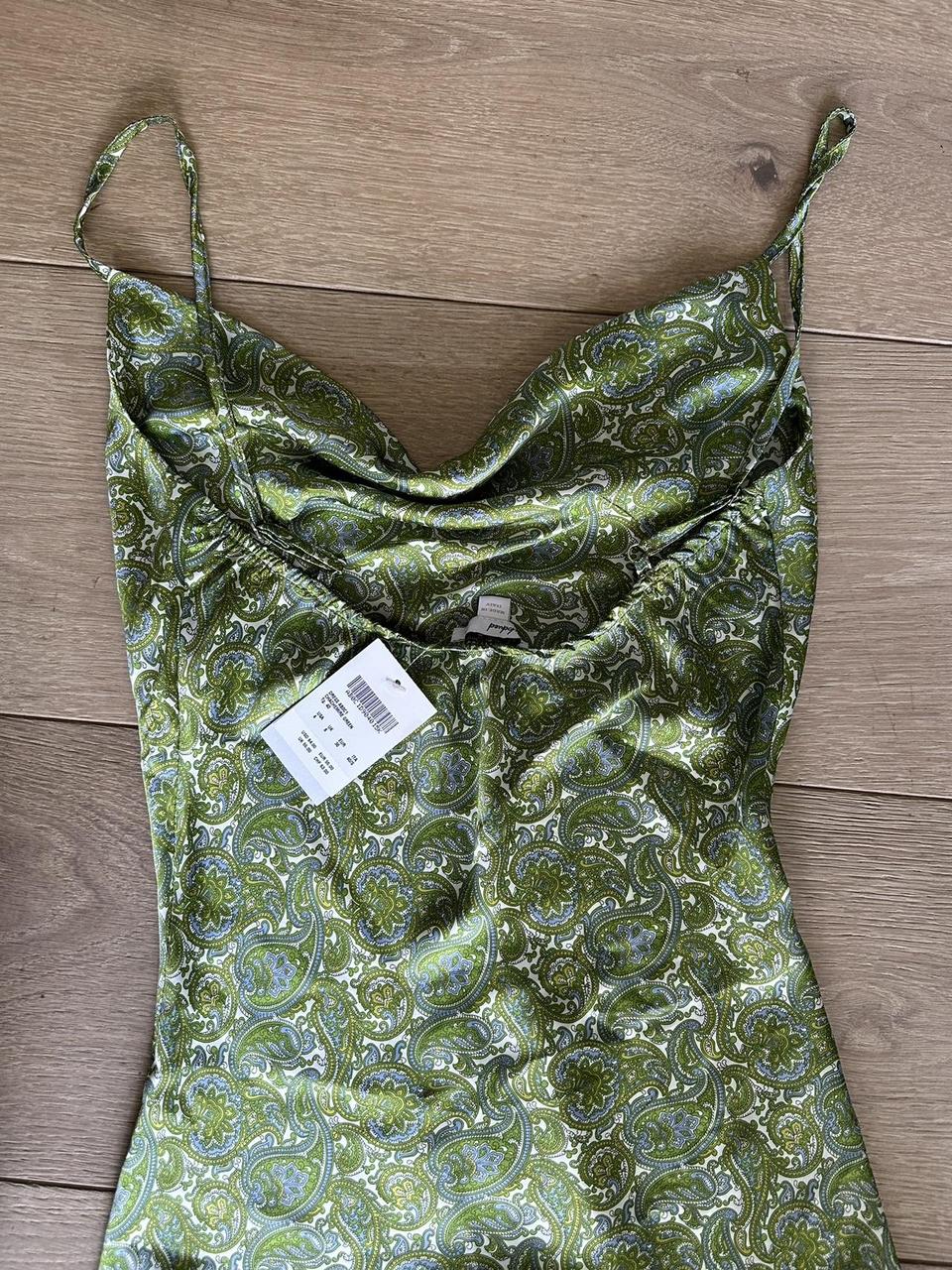 Subdued green slip dress new with tags - Depop