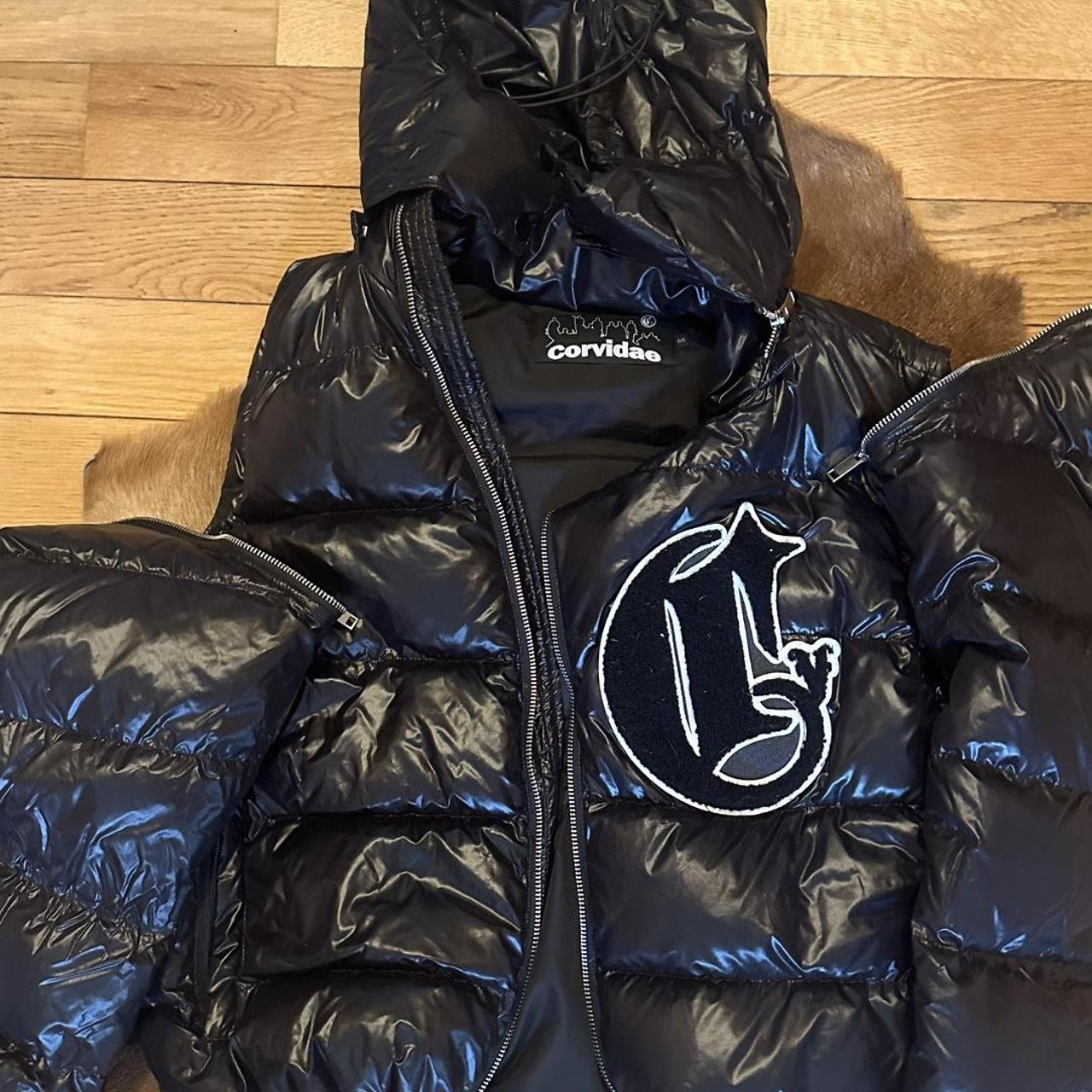 Black Corvidae puffer jacket with detachable... | Depop