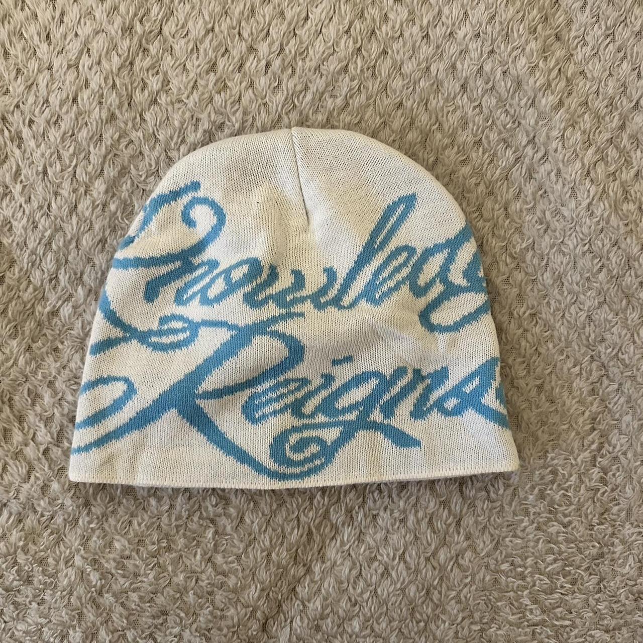 Supreme white beanie skully hat - Depop